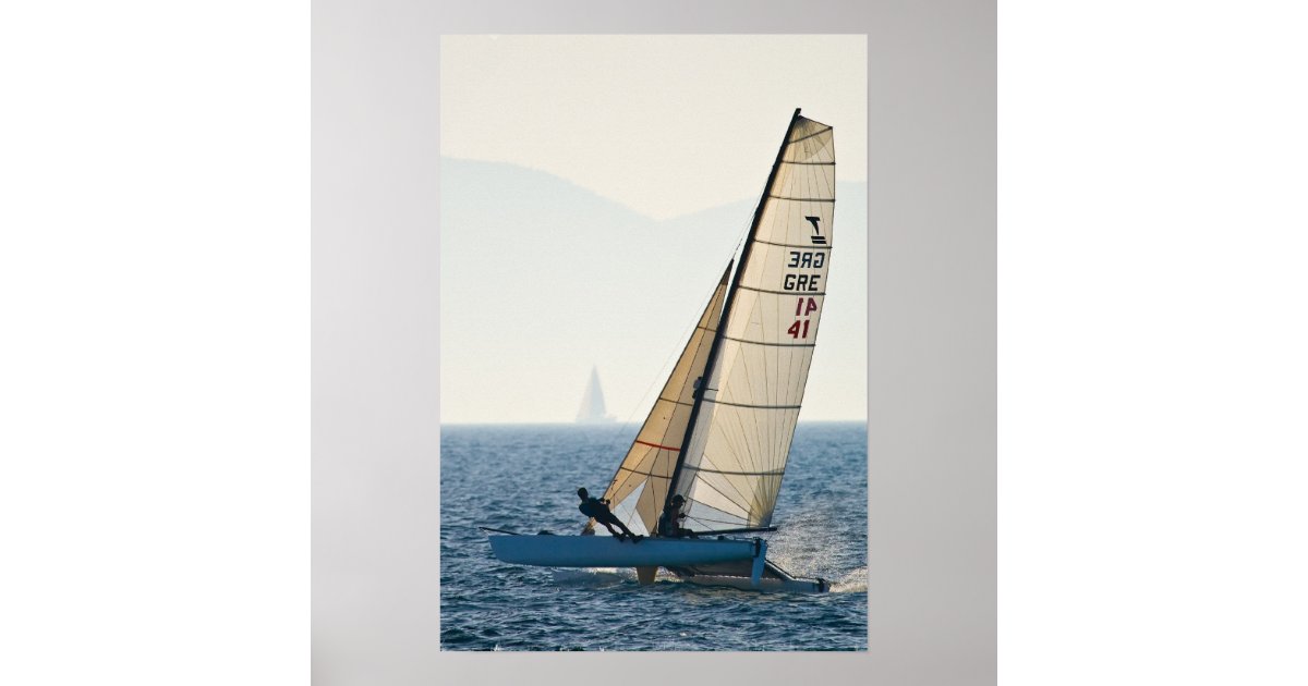 Racing Sailboat Poster | Zazzle
