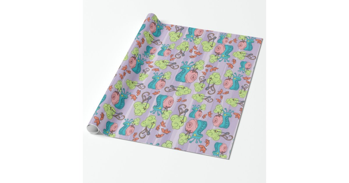 Racing Snails And Birds Wrapping Paper | Zazzle