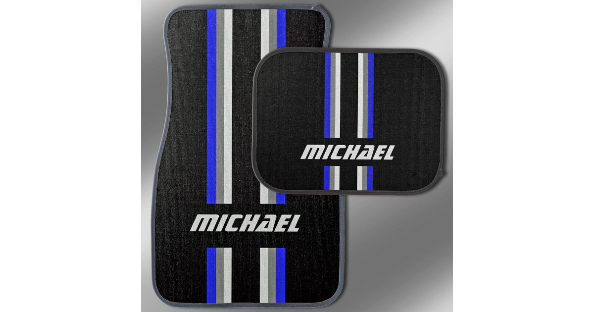 Racing Stripes Personalized Car Floor Mat | Zazzle