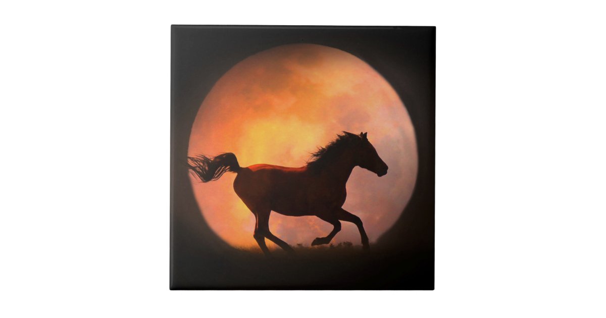 Racing the Moon Horse Art Tile | Zazzle