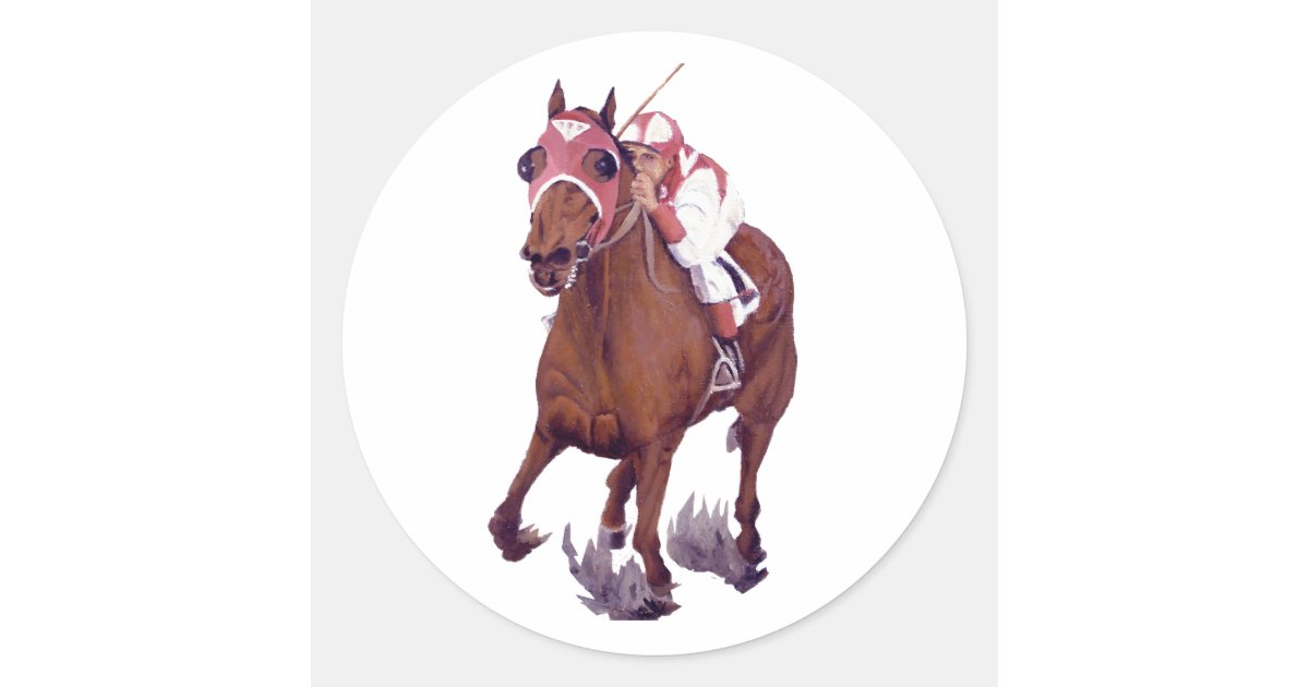 Racing Thoroughbred is the Winning Horse Classic Round Sticker | Zazzle