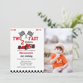 Racing two fast car boy 2nd birthday party invitation | Zazzle