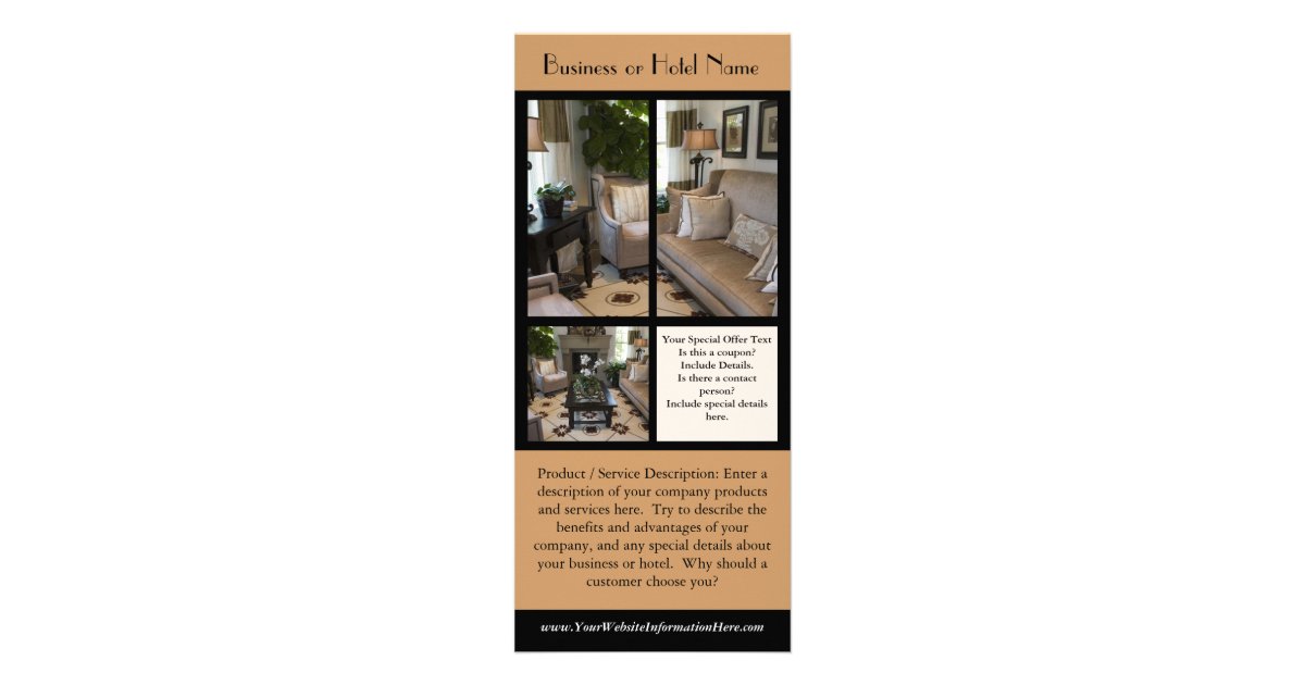Rack Card Template, Hotels, Businesses, Restaurant | Zazzle