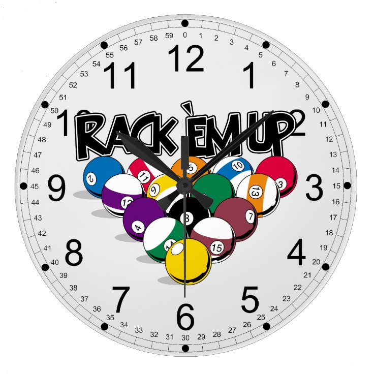 Rack Em Up Pool Large Clock | Zazzle