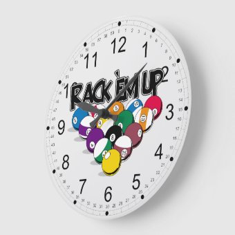 Rack Em Up Pool Large Clock | Zazzle