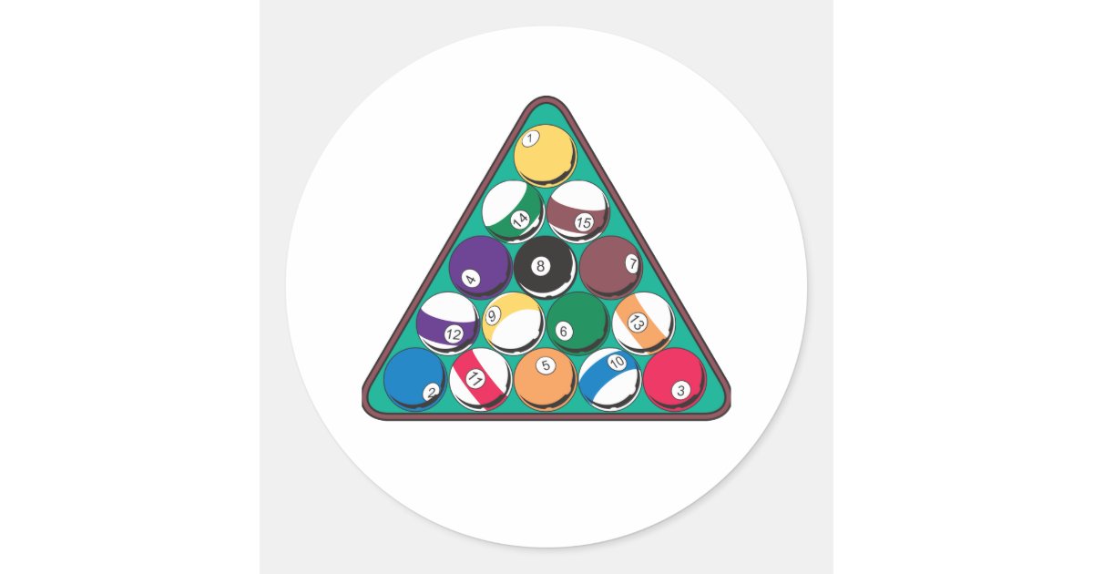 Racked Billiard Balls Classic Round Sticker | Zazzle