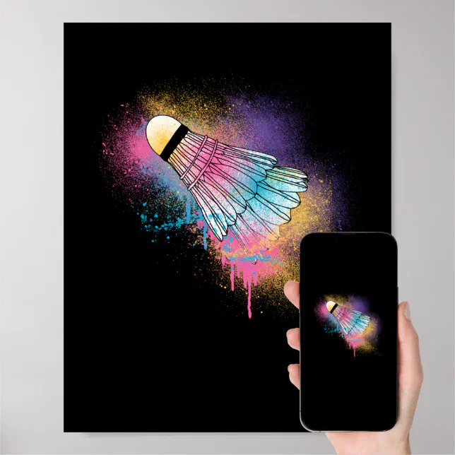 Racket Ball Sport Colorful Badminton Shuttlecock Poster | Zazzle
