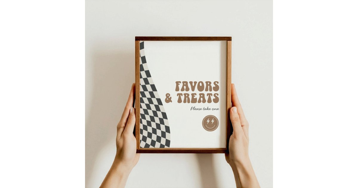 Rad Cool Dude Boy's Checkered Retro Favor Sign | Zazzle