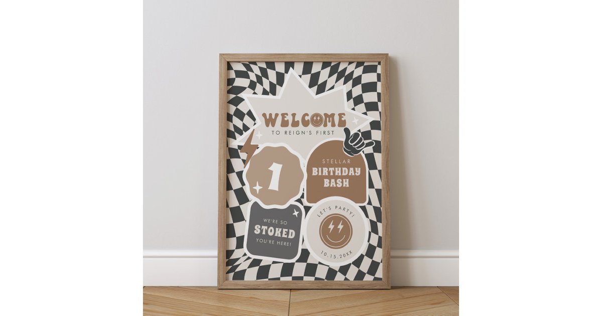 Rad Cool Dude | Boys Retro Skater Birthday Poster | Zazzle
