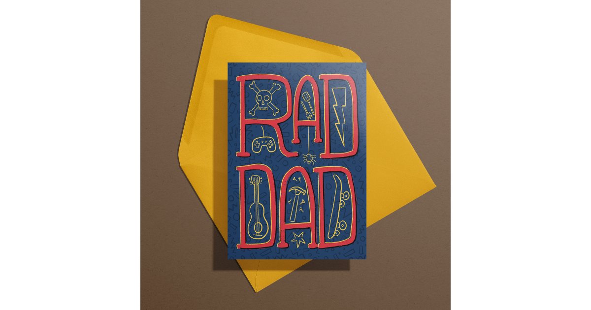Rad Dad Blue Doodle Father's Day Greeting Card | Zazzle