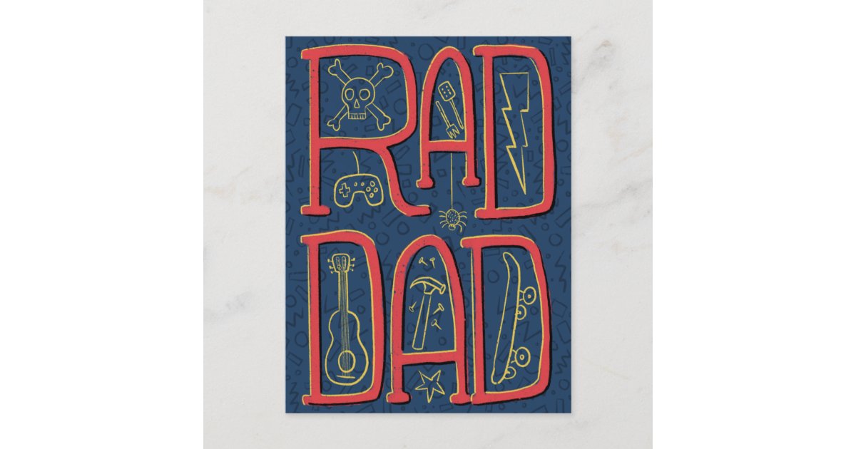 Rad Dad Blue Doodle Father's Day Postcard | Zazzle