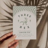Rad Dinosaur Three Rex Boys Green Birthday Invitation | Zazzle