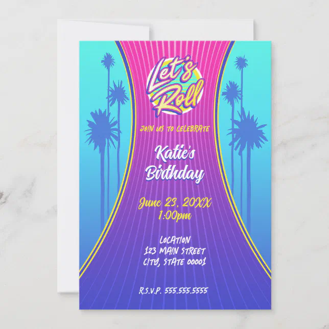 Rad Let's Roll Party Invitation | Zazzle