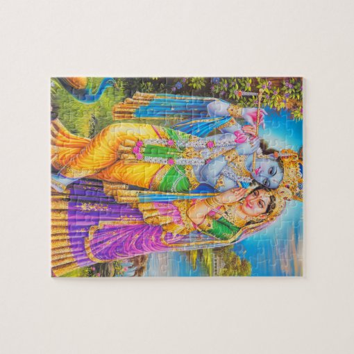 Radha Krishna with Flute Hare Krishna Jigsaw Puzzle | Zazzle