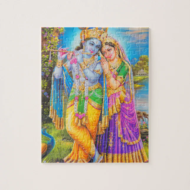 Radha Krishna with Flute Hare Krishna Jigsaw Puzzle | Zazzle