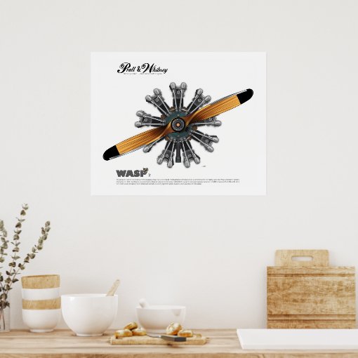 Radial Aircraft Engine with Prop Art Poster | Zazzle