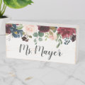 Radiant Bloom Floral Teacher Name Classroom Wooden Box Sign | Zazzle
