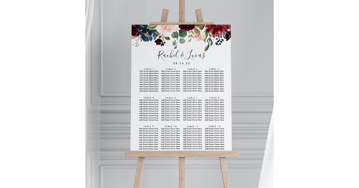 Radiant Bloom Floral Wedding Seating Chart Foam Board | Zazzle
