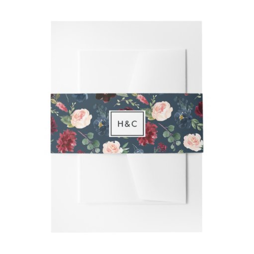 Radiant Bloom Monogram Invitation Belly Band | Zazzle