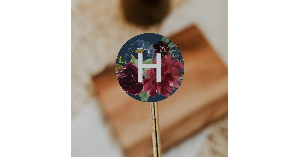 Radiant Bloom Watercolor Floral Monogram Classic Round Sticker | Zazzle
