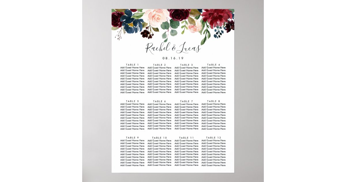 Radiant Bloom Wedding Seating Chart | Zazzle.com