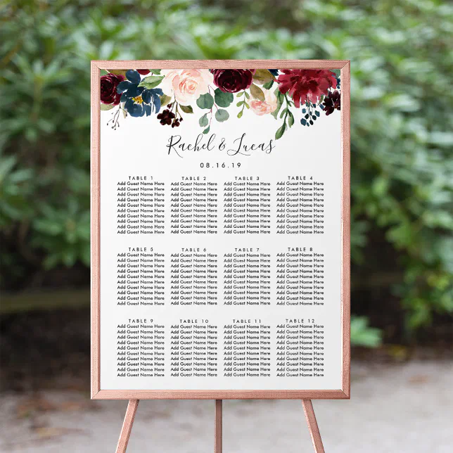Radiant Bloom Wedding Seating Chart | Zazzle