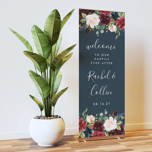 Radiant Bloom Wedding Welcome Retractable Banner | Zazzle