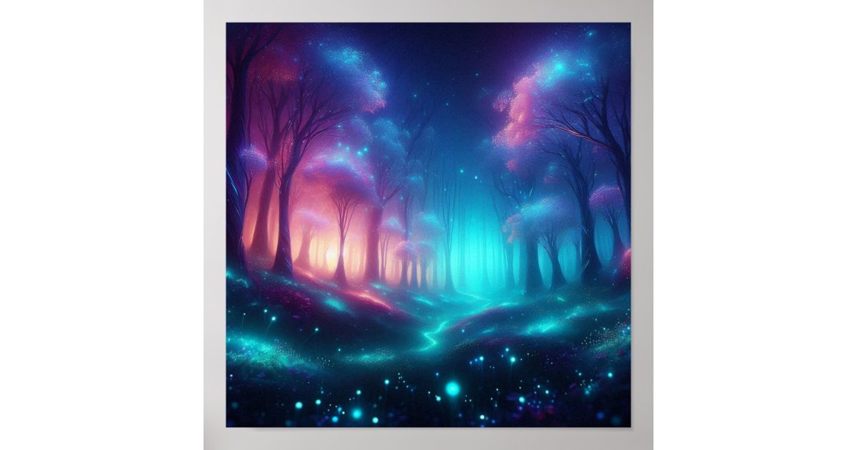 Radiant Ethereal Forest of Endless Light Poster | Zazzle