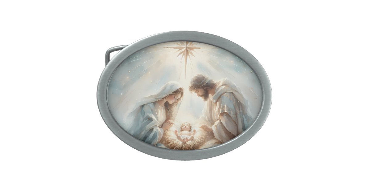 Radiant Holy Family Nativity Scene Belt Buckle | Zazzle