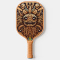 Radiant Wood Carving image of a Sun Face Pickleball Paddle | Zazzle