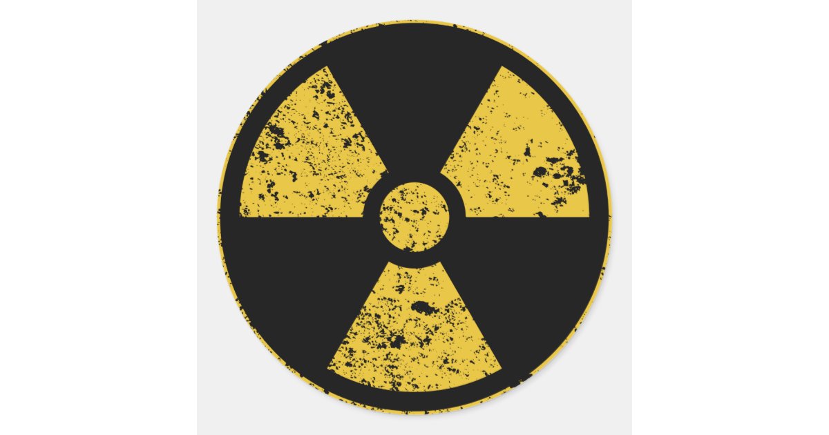 Radiation warning rusted symbol classic round sticker | Zazzle