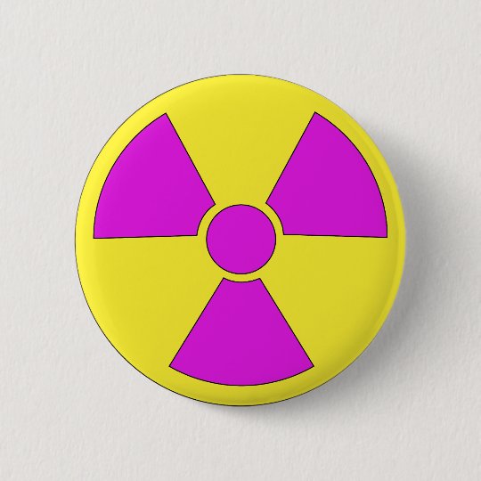 Radiation warning sign magenta and yellow button | Zazzle.com