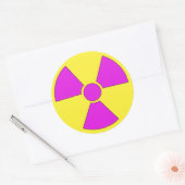Radiation warning sign magenta and yellow classic round sticker | Zazzle
