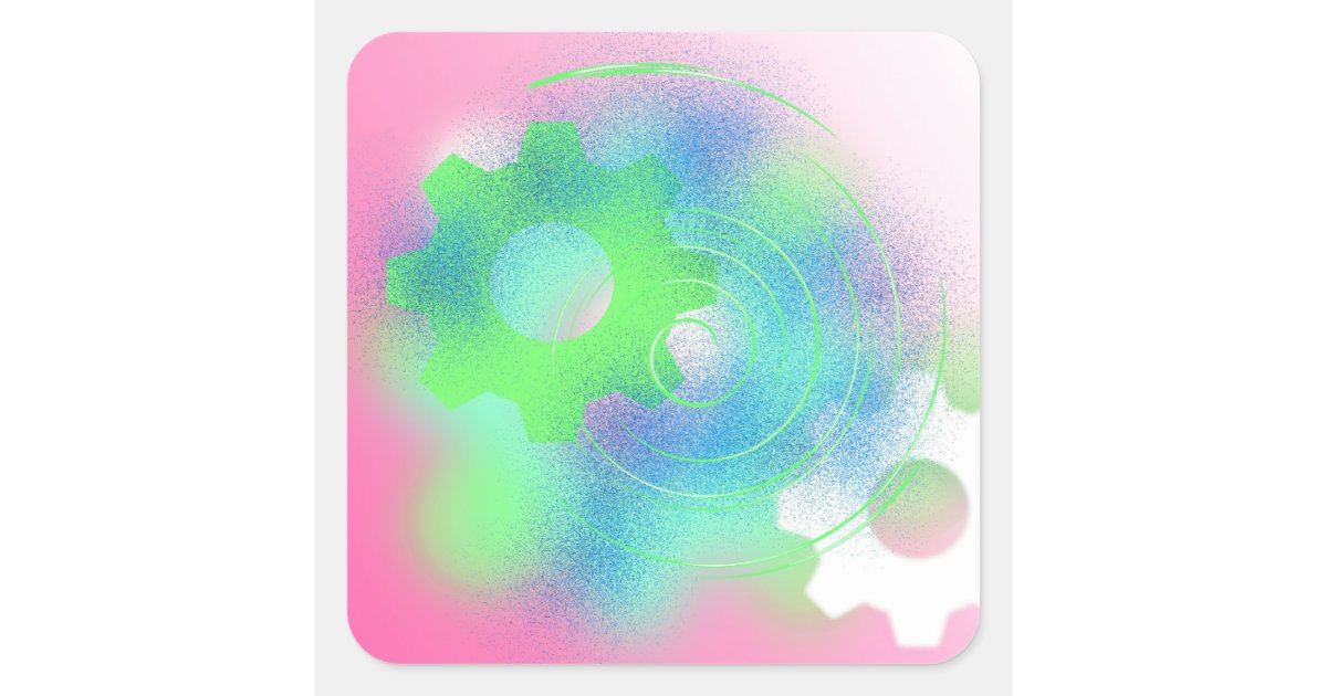 Radical Cog Abstract Square Sticker | Zazzle