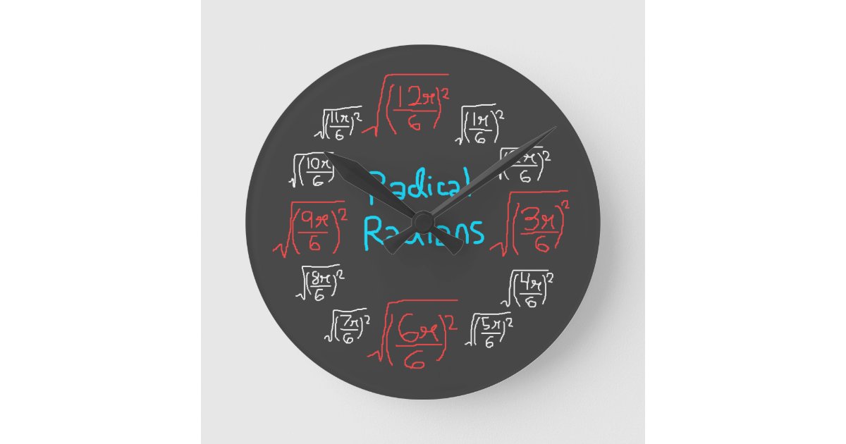 Radical Radians Round Clock | Zazzle