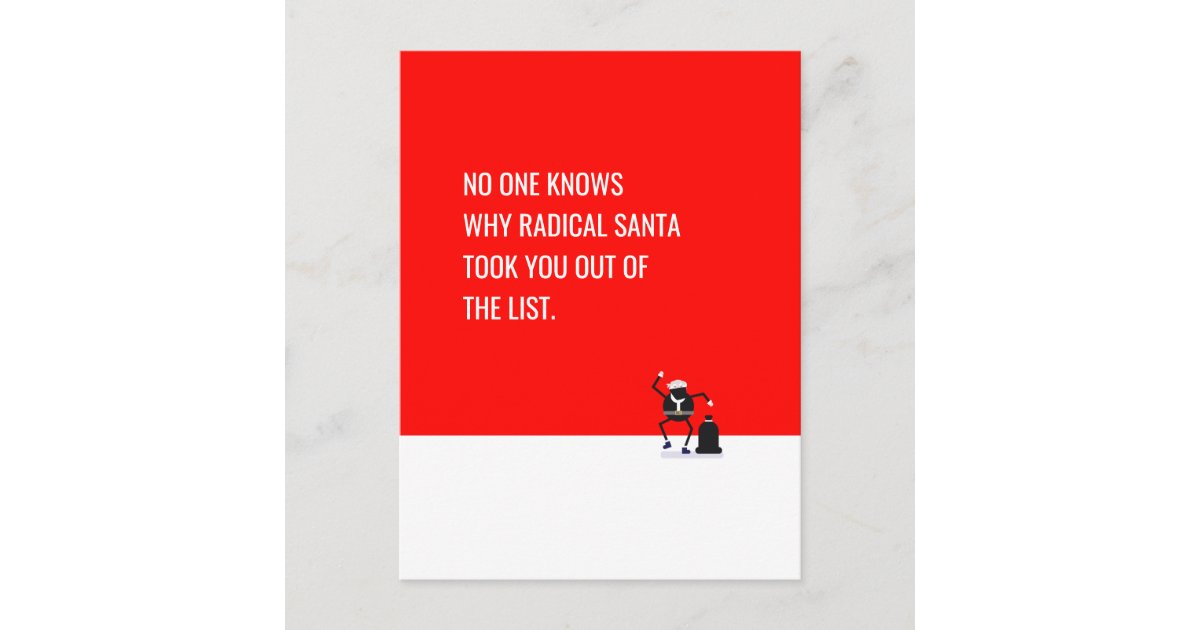Radical Santa Claus removList Funny memes EDITABLE Holiday Postcard ...