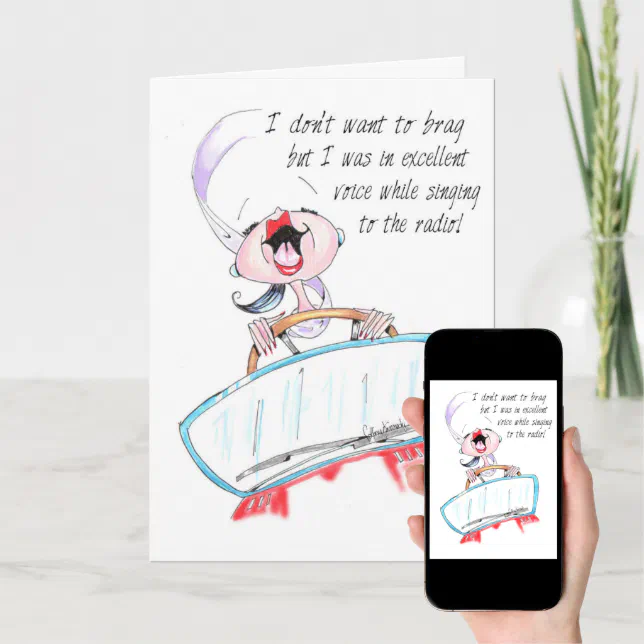 Radio Singiing Funny women birthday card, Funny Card | Zazzle