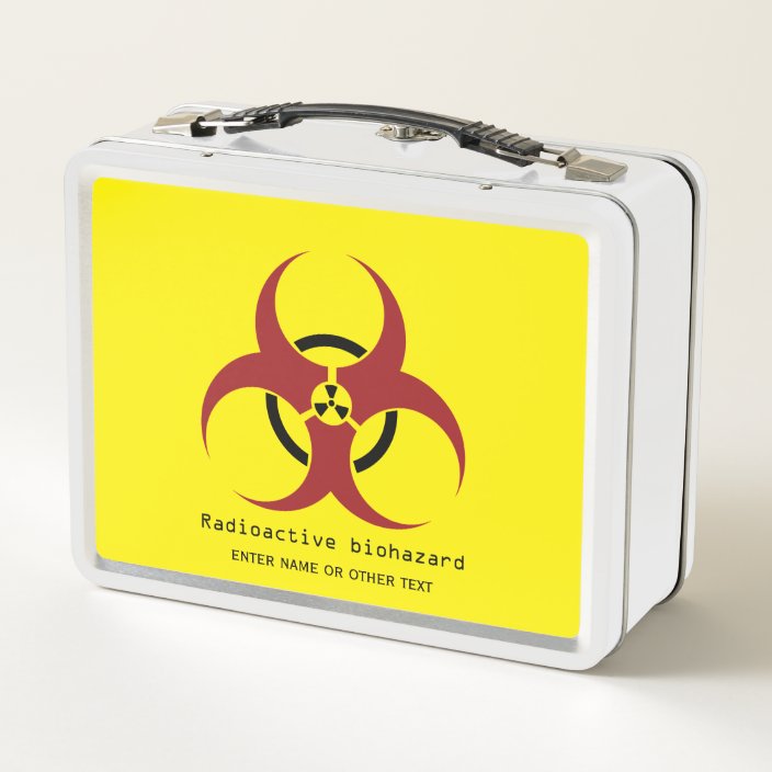 radioactive biohazard symbol red/black lettering metal lunch box ...