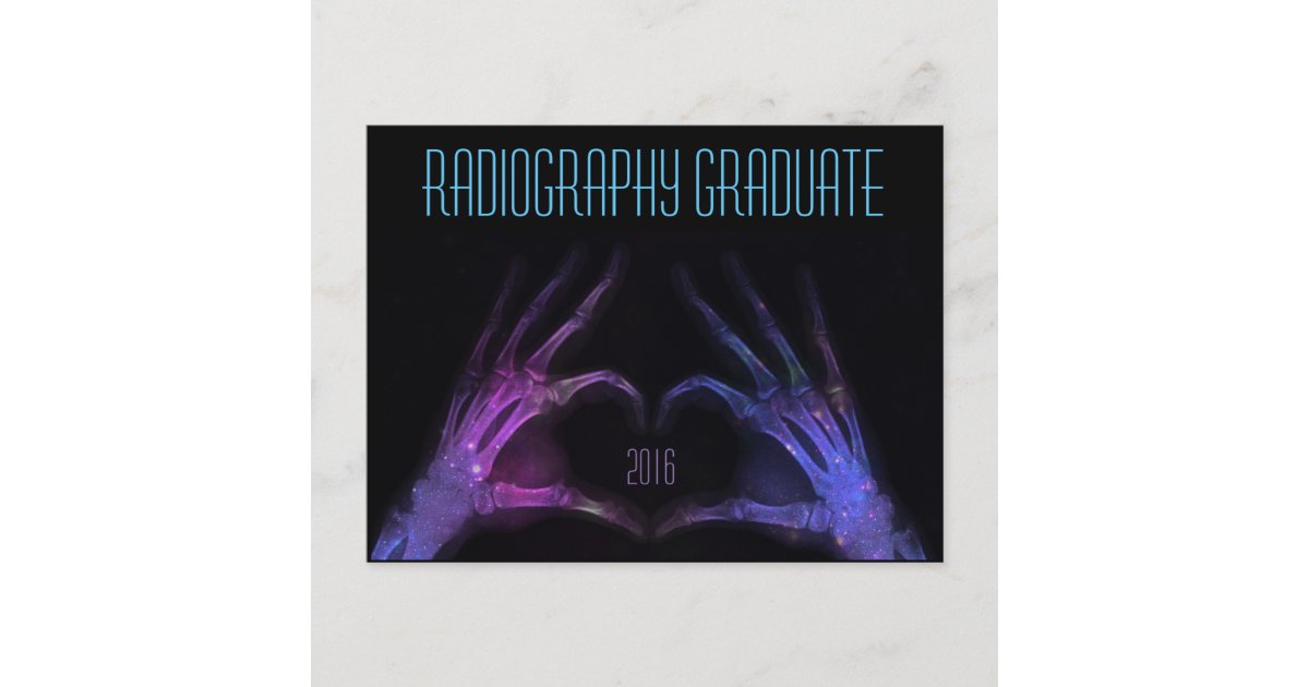 "Radiography Graduate" purple xray heart Invitation Postcard | Zazzle