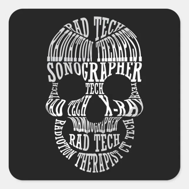 Radiology Tech Rad Tech Skull Technologist Xray Square Sticker | Zazzle
