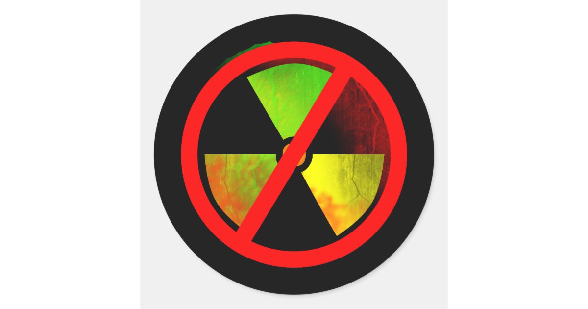 Radoactive Grunge Anti-Nuclear Symbol Sticker | Zazzle