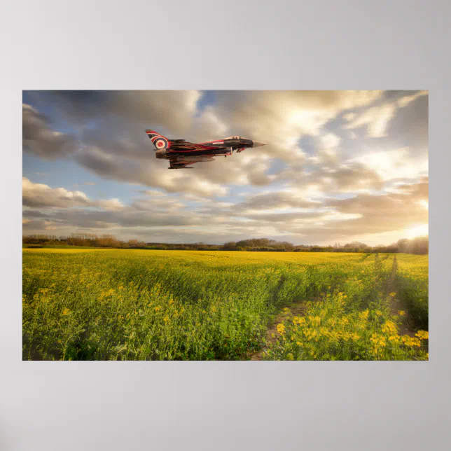 RAF Typhoon Eurofighter jet flying over rapeseed c Poster | Zazzle