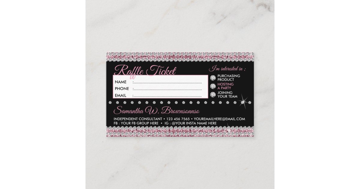 Raffle Five Dollar Jewelry bling Business Card | Zazzle
