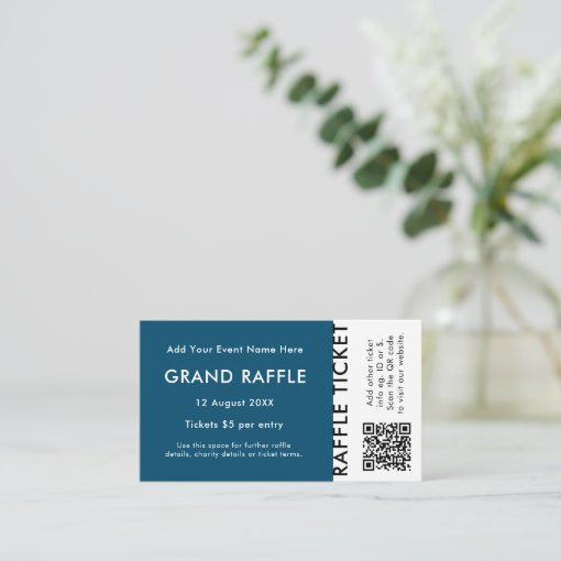 Raffle Ticket Blue QR Code Prize Draw Event Ticket | Zazzle