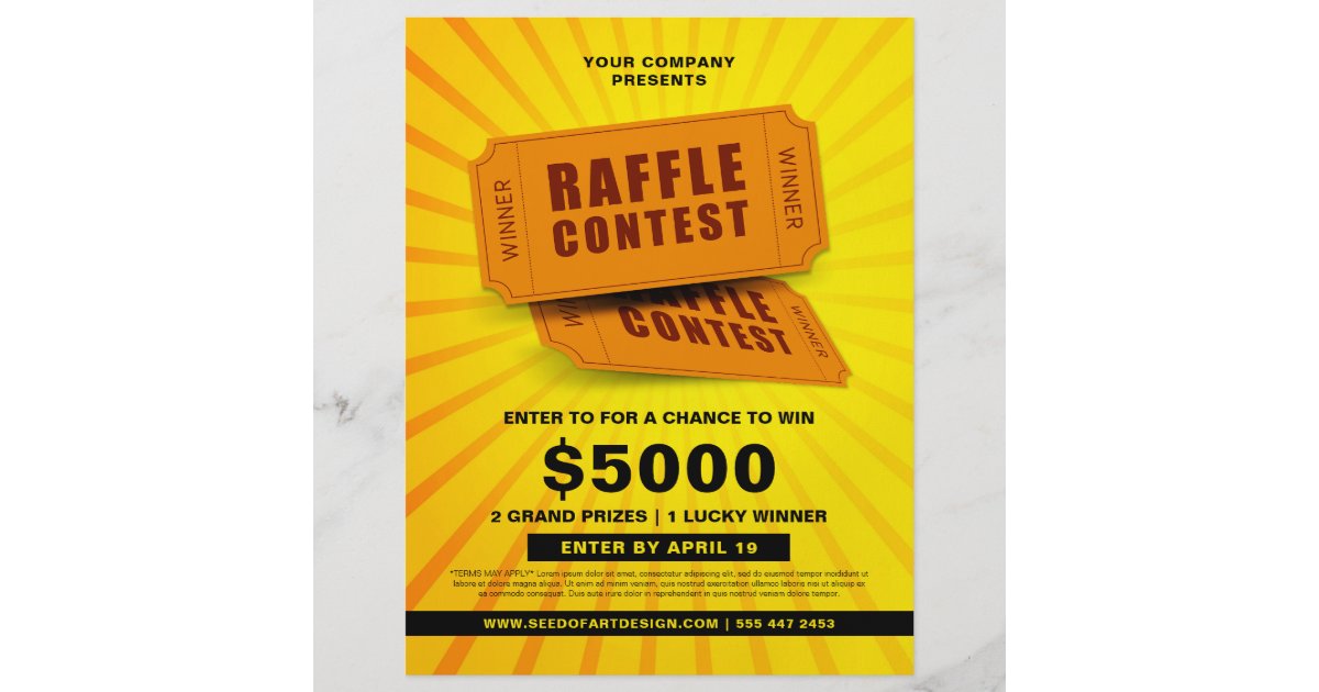 Raffle Ticket Contest Giveaway Flyer Template | Zazzle