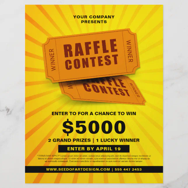 Raffle Ticket Contest Giveaway Flyer Template | Zazzle