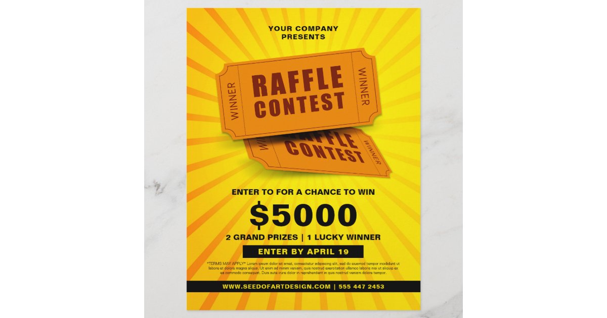 Raffle Ticket Contest Giveaway Flyer Template | Zazzle