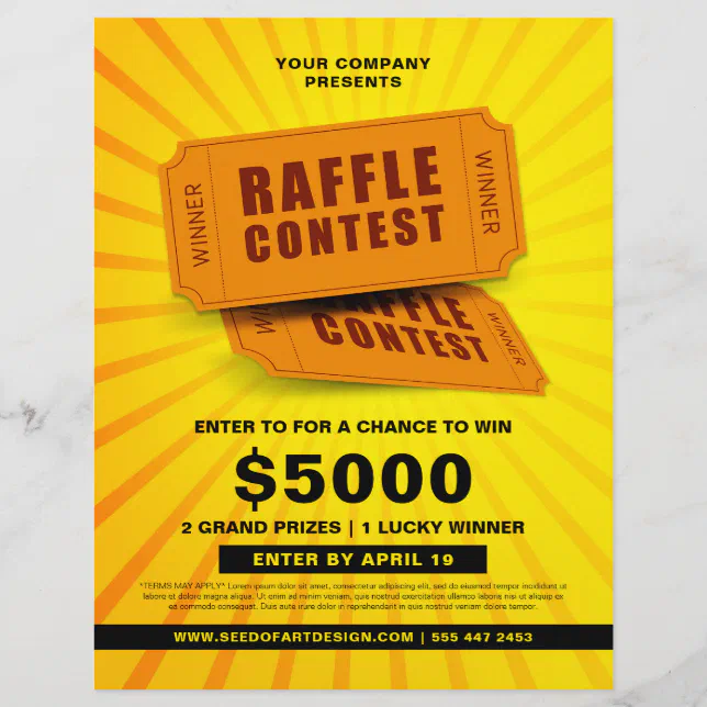 Raffle Ticket Contest Giveaway Flyer Template | Zazzle