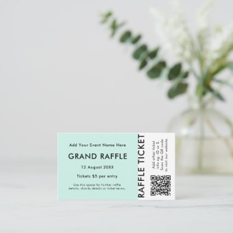 Raffle Ticket Mint QR Code Prize Draw Event Ticket | Zazzle