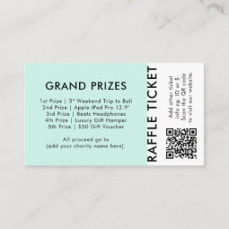 Raffle Ticket Mint QR Code Prize Draw Event Ticket | Zazzle